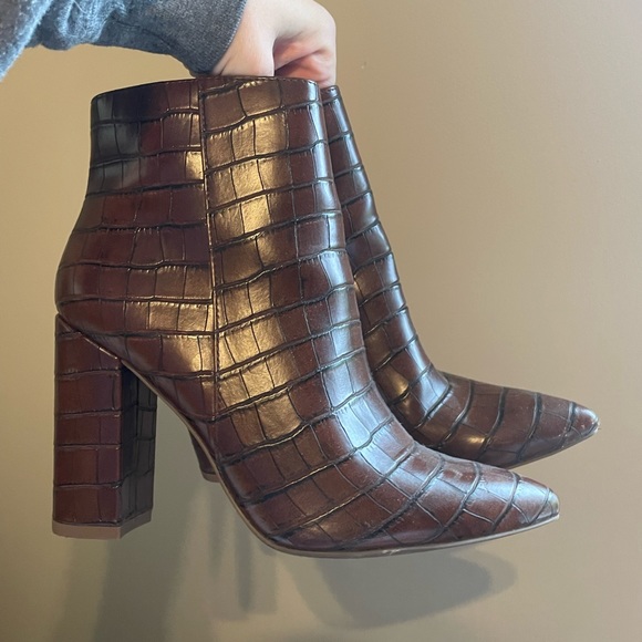 JustFab | Shoes | Justfab Brown Croc Booties | Poshmark